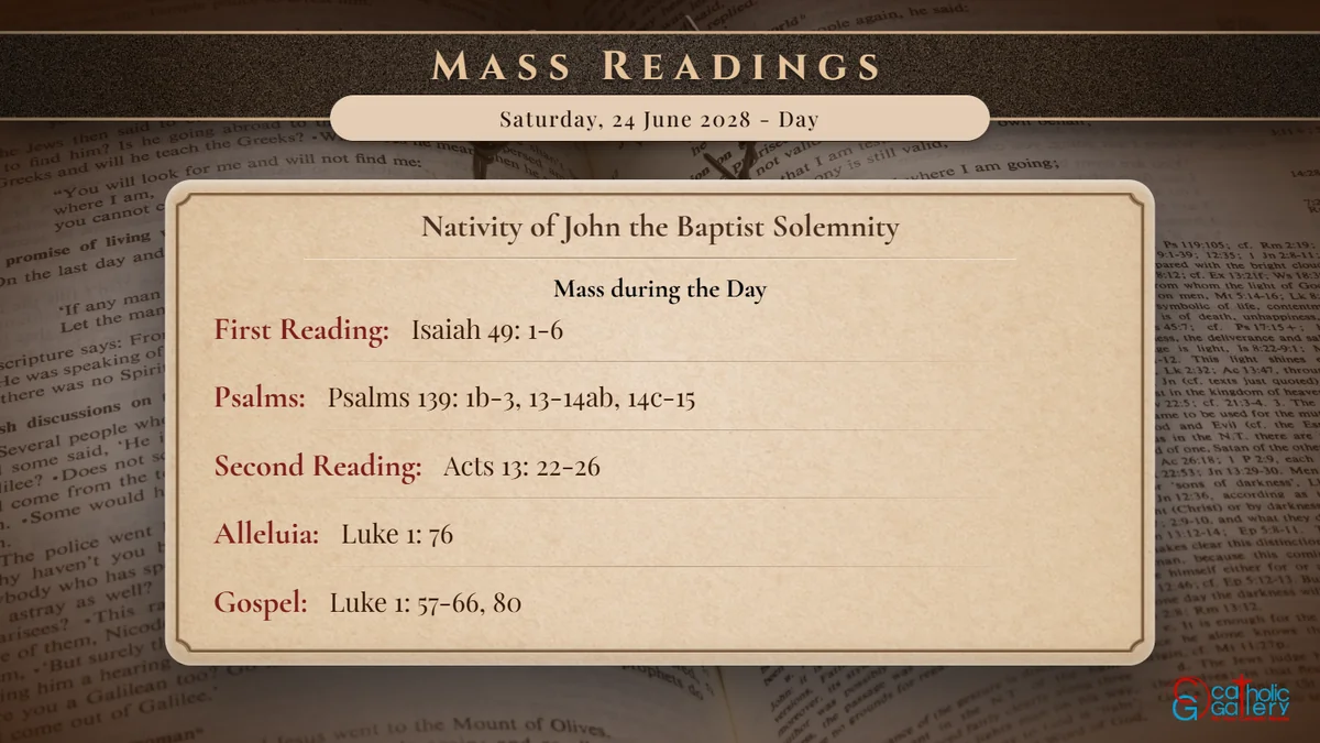 Daily Mass Readings – Saturday, 24 June 2028 - Day - Catholic Gallery