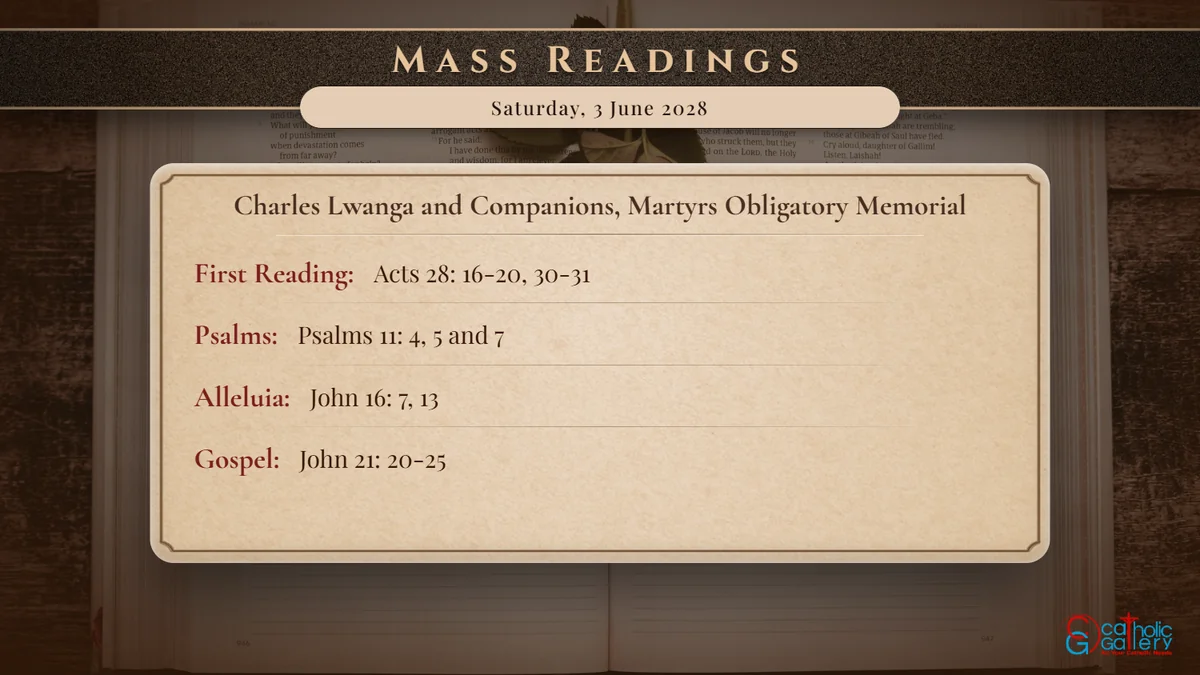 Daily Mass Readings for Saturday, 3 June 2028 - Catholic Gallery