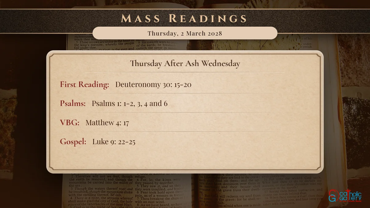 Daily Mass Readings – Thursday, 2 March 2028 - Catholic Gallery
