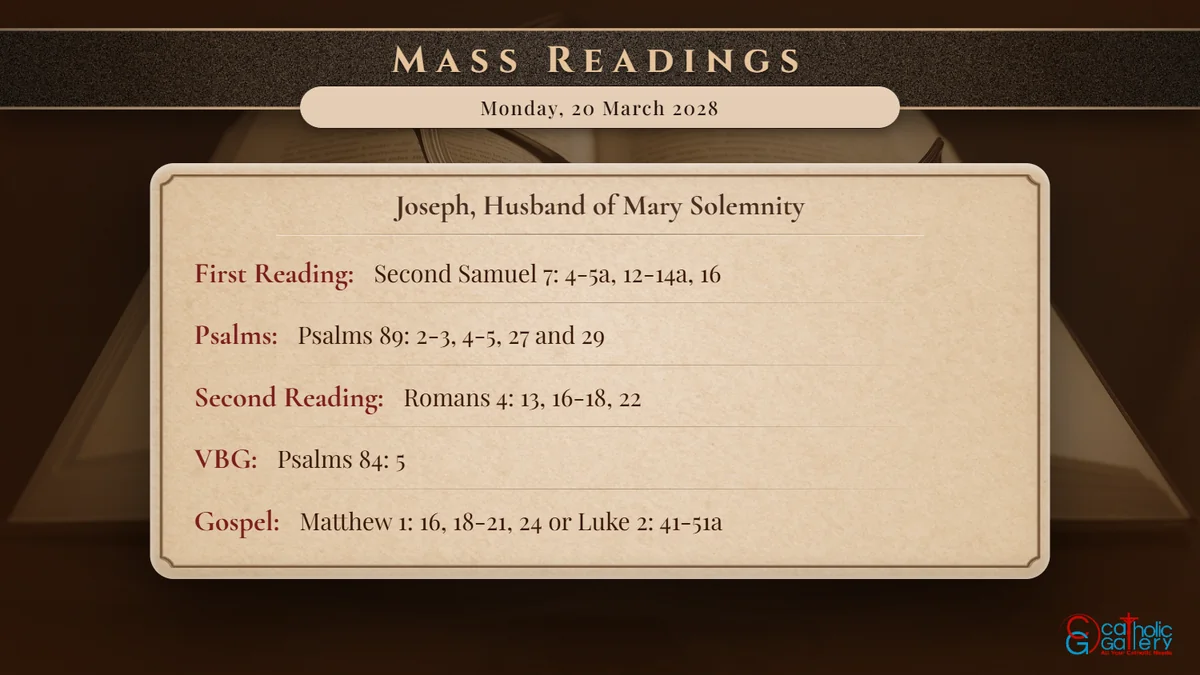 Daily Mass Readings – Monday, 20 March 2028 - Catholic Gallery
