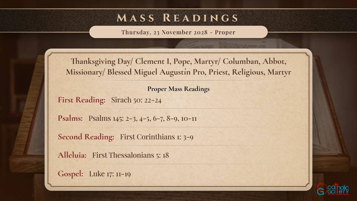 Daily Mass Readings – Thursday, 23 November 2028 - Proper - Catholic ...