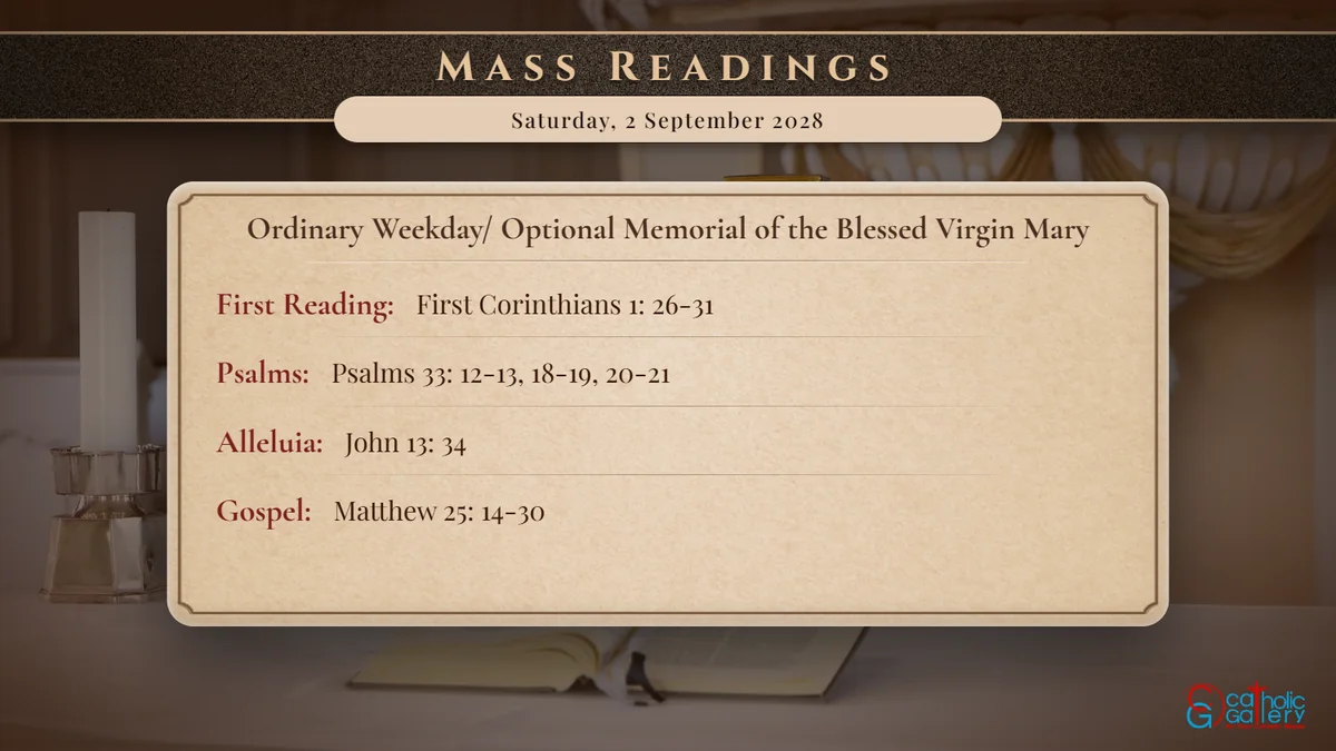 Daily Mass Readings – Saturday, 2 September 2028 - Catholic Gallery