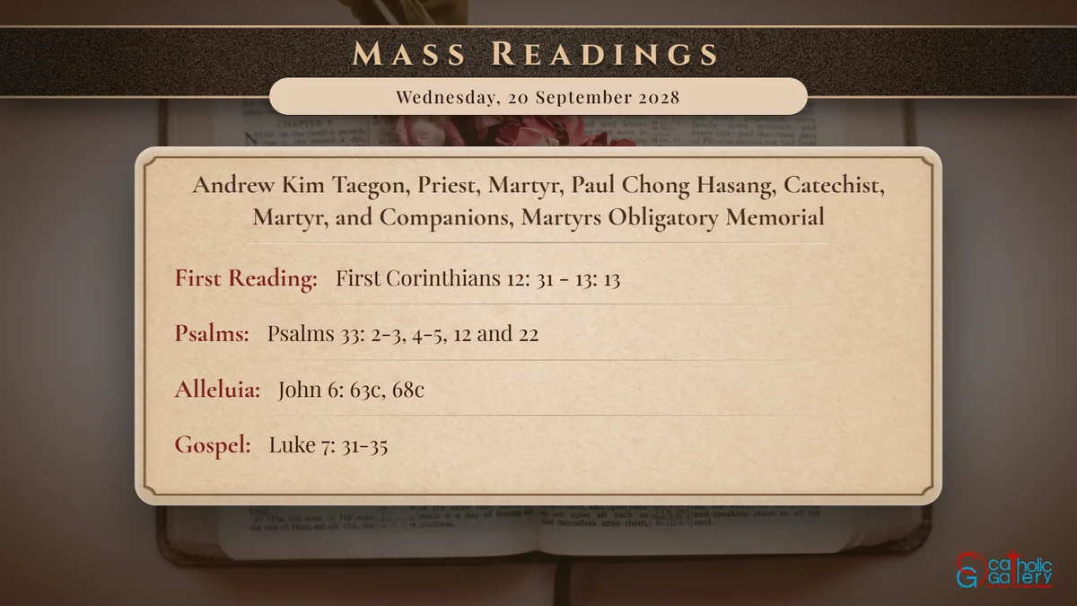 Daily Mass Readings – Wednesday, 20 September 2028 - Catholic Gallery